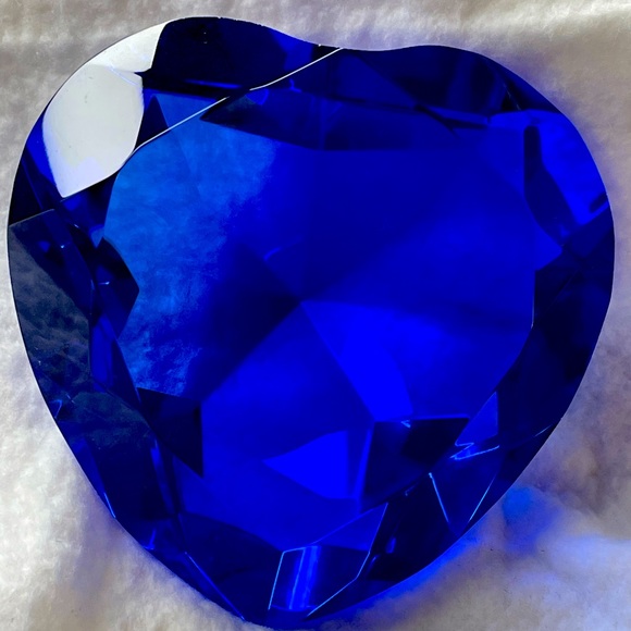 Art | Extra Large Royal Blue Heart Shaped Crystal Paperweight | Poshmark